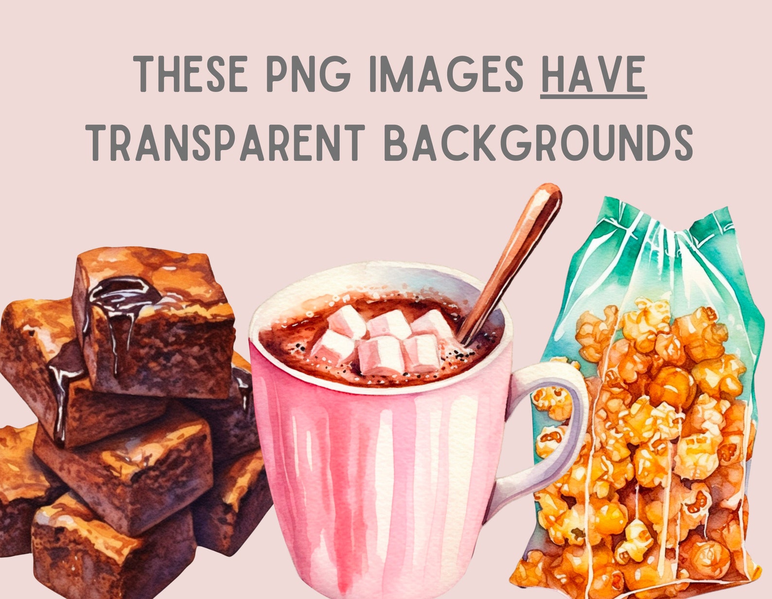 Watercolour Movie Night Snacks Clipart Popcorn Pizza PNG Digital Image ...