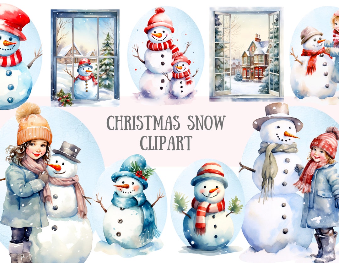 Watercolour Christmas Snow Clipart Christmas Snowman PNG Digital Image ...