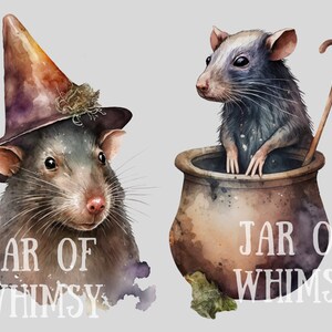 Watercolour Witchy Rat Clipart Gothic Halloween Rat Mice PNG Digital ...