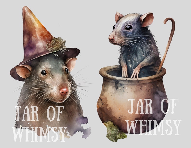 Watercolour Witchy Rat Clipart Gothic Halloween Rat Mice PNG - Etsy