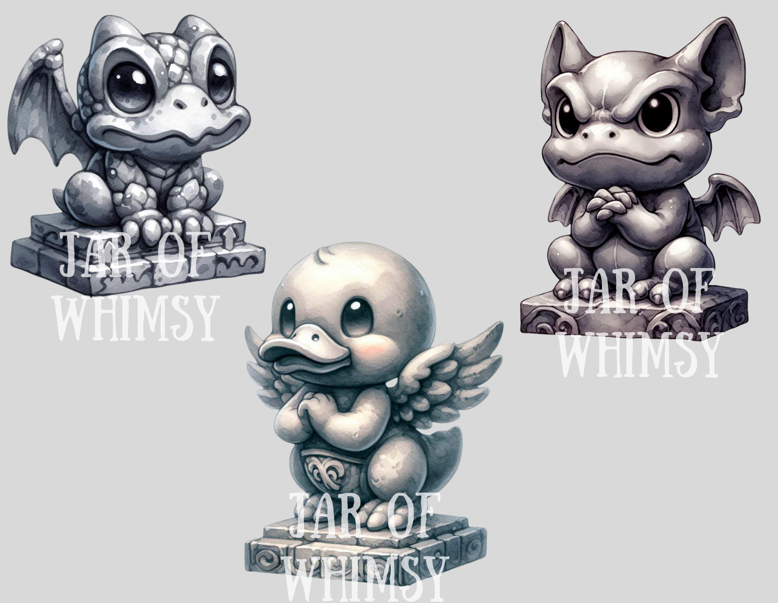 Watercolour Gargoyle Clipart Cute Gargoyle Animal Statue PNG Digital ...