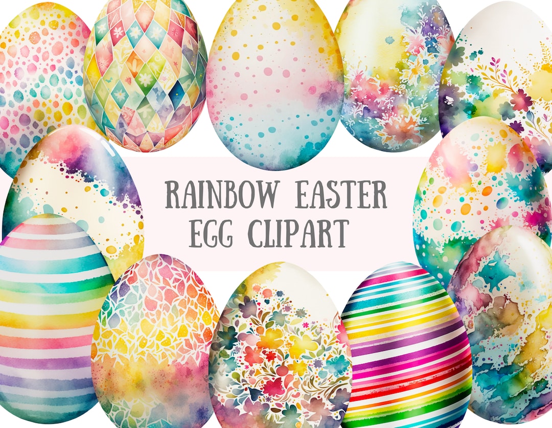 Watercolour Rainbow Easter Eggs Clipart - Spring Rainbow PNG Digital ...