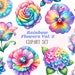 Watercolour Rainbow Flowers Clipart Spring Flower Elements PNG Digital ...