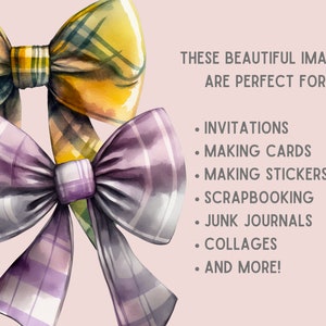 Watercolour Tartan and Plaid Bows Vol 2 Clipart - Check Bow PNG Digital ...