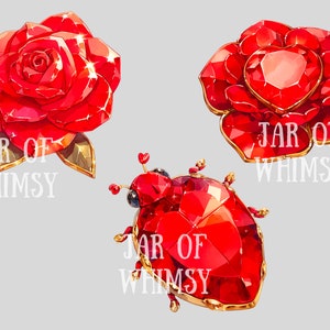 Watercolour Ruby Brooch Clipart July Birthstone Jewelry PNG Digital ...