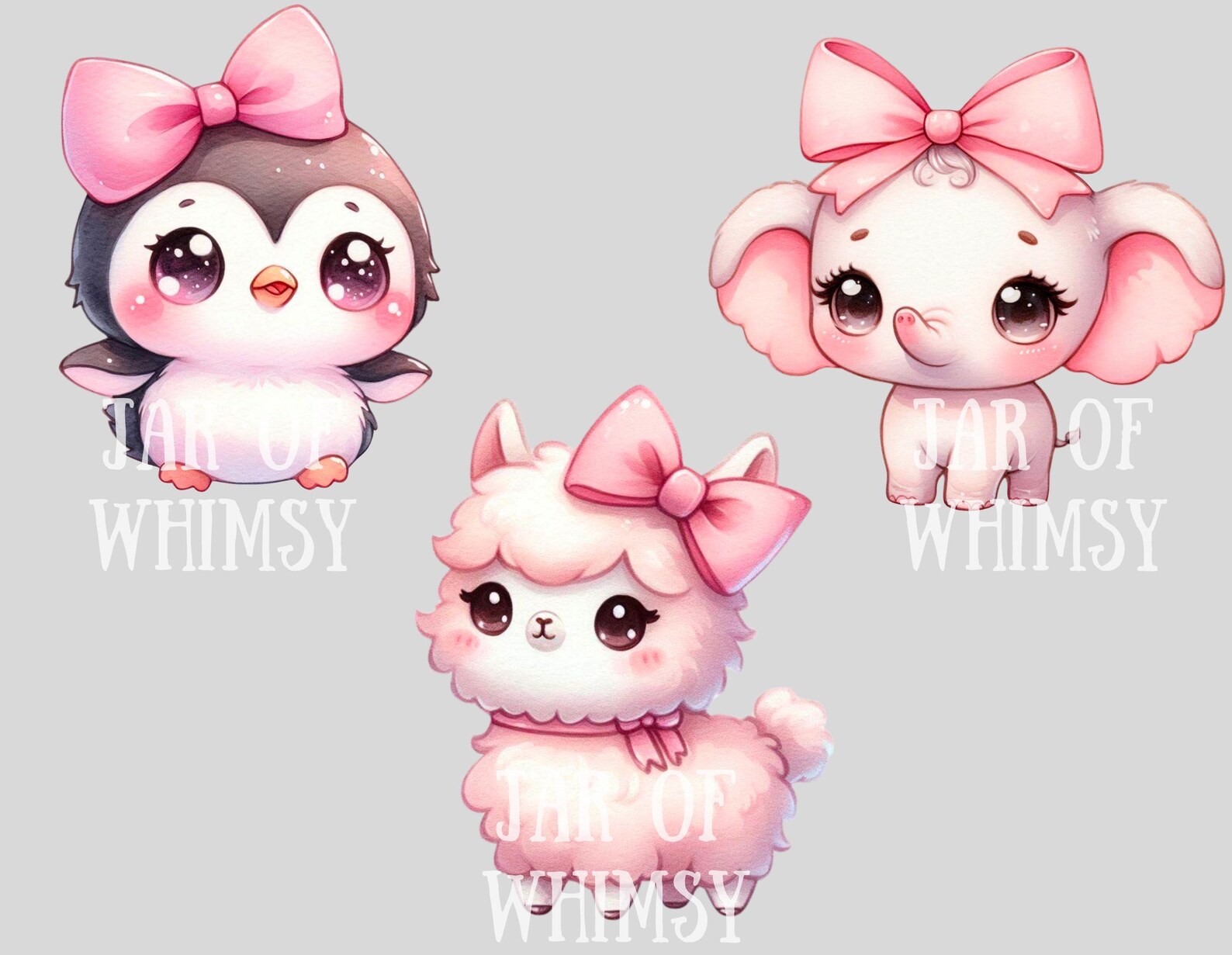 Watercolour Pink Baby Animal Clipart Baby Girl Animals PNG Digital ...