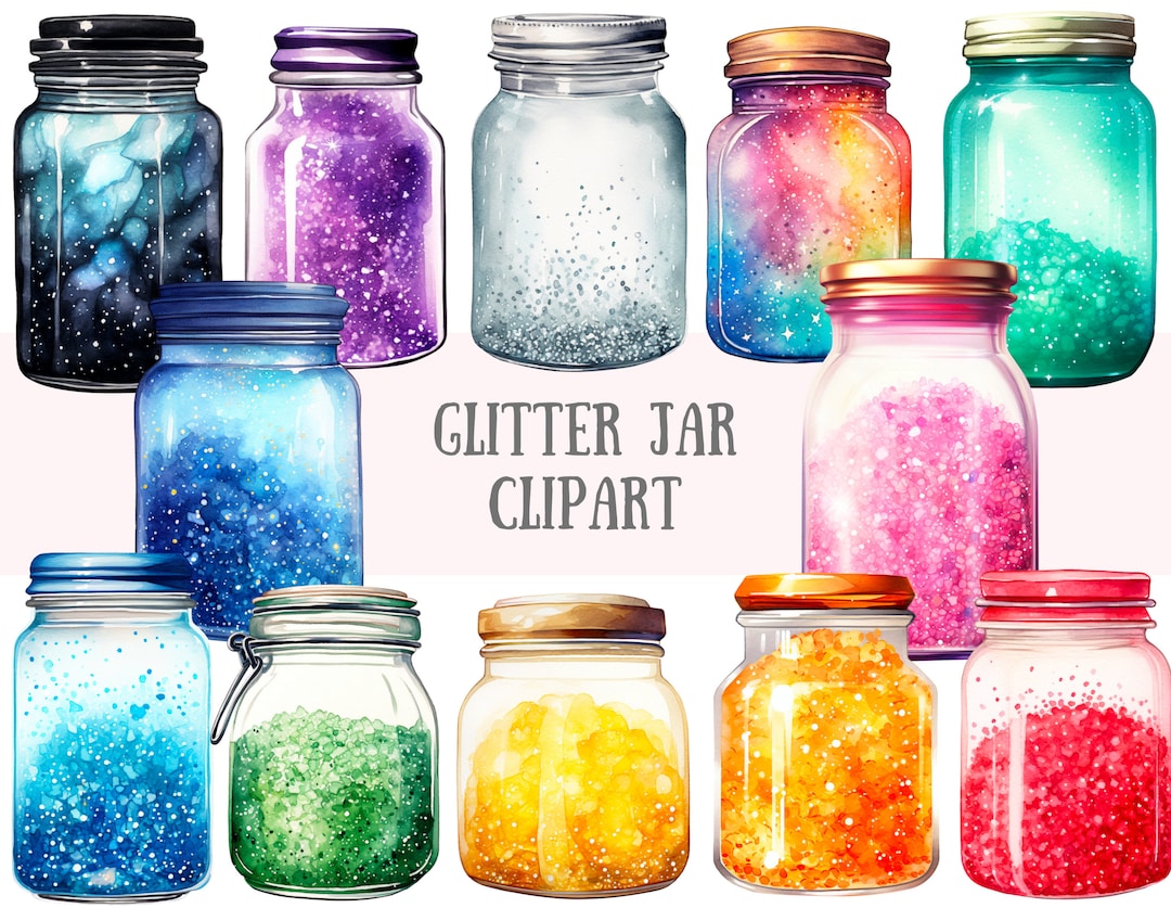 Watercolour Glitter Jar Clipart Magic Fairy Dust Jar PNG Digital Image ...
