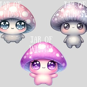 Watercolour Chibi Mushroom Clipart Kawaii Mushroom Toadstools PNG ...