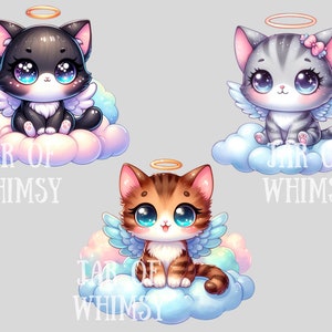 Watercolour Angel Cat Clipart Cute Kitty Cats in Heaven PNG Digital ...