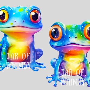 Watercolour Bright Rainbow Frog Clipart Kawaii Frogs PNG Digital Image ...