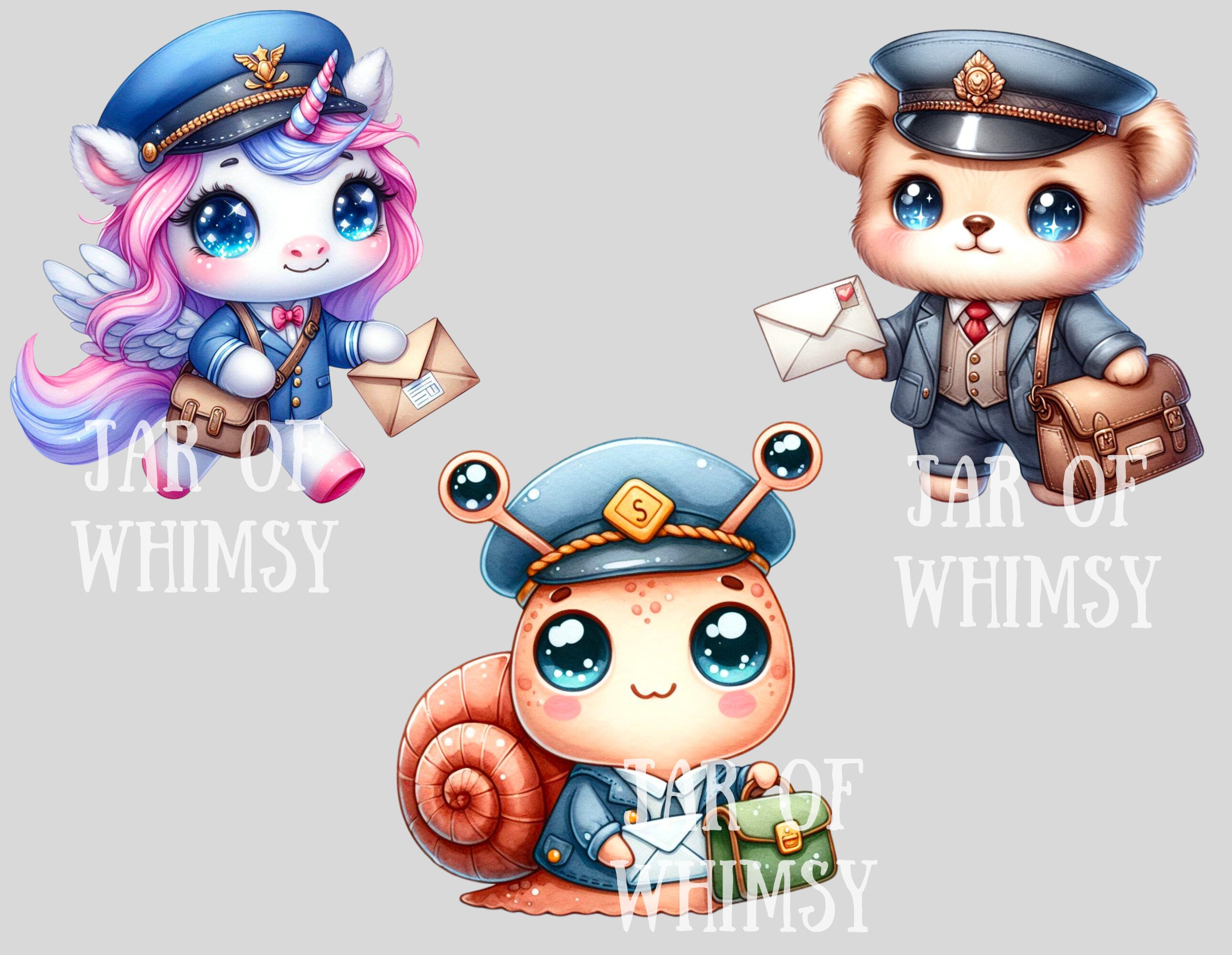 Watercolour Post Office Animal Clipart Happy Mail Animal PNG Digital ...