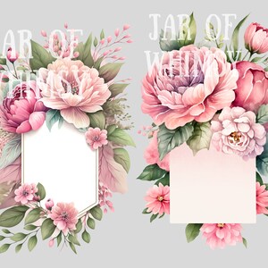 Watercolour Pink Floral Tag Clipart Rose Label PNG Digital Image ...