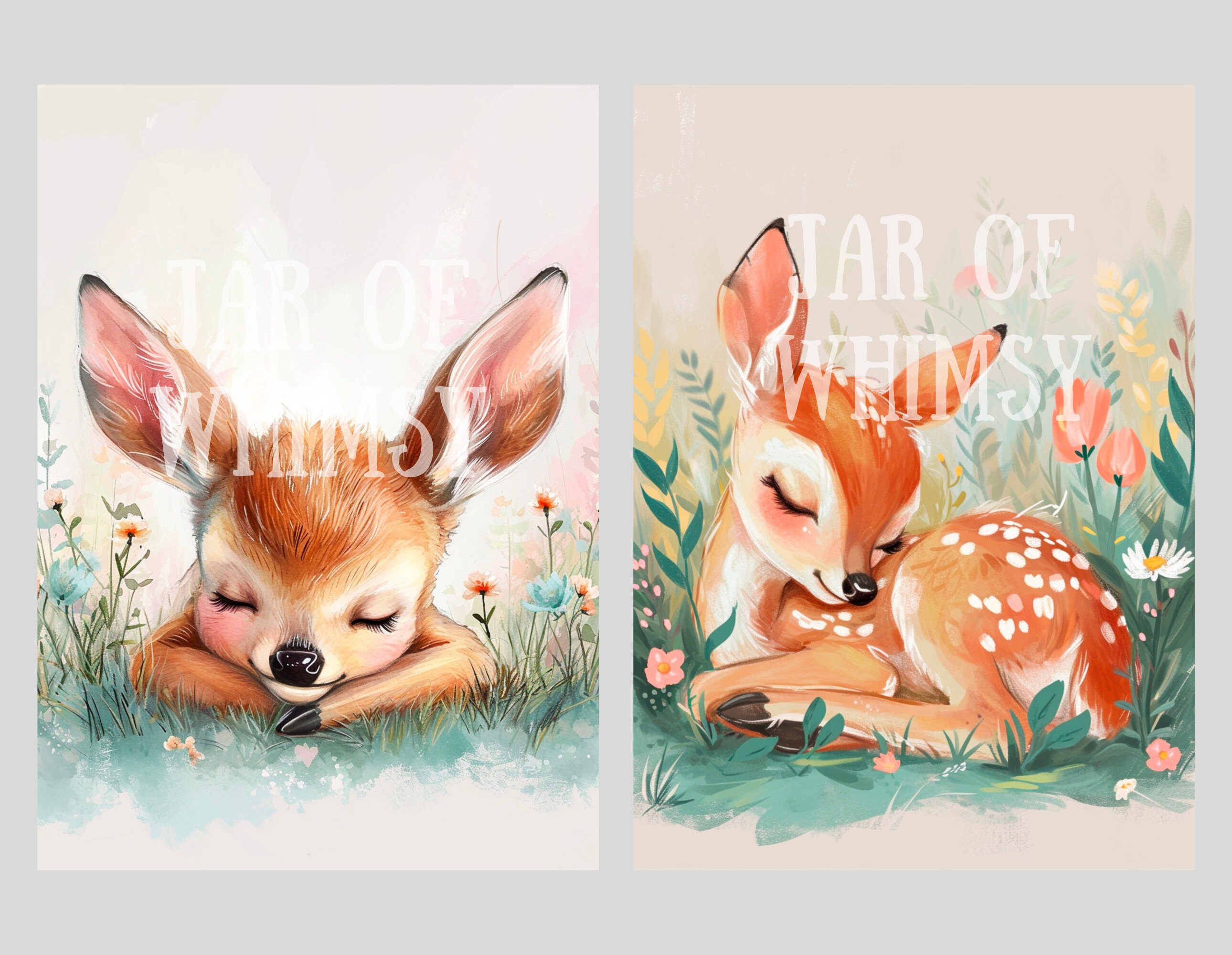 Watercolour Spring Deer Clipart Easter Baby Fawn JPG Digital Image ...