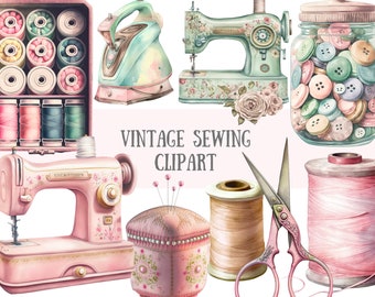Watercolor Sewing Clipart, Sewing Machine PNG, Digital Image Downloads ...