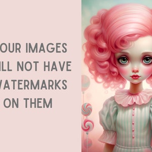 Watercolour Whimsical Candy Girl Clipart Big Eyed Girl Art JPG Digital ...