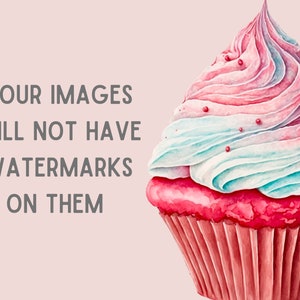 Watercolour Colourful Cupcake Clipart - Birthday Cake PNG Digital Image ...