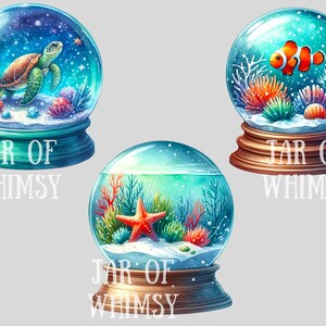 Watercolour Under the Sea Snow Globe Clipart Snowdome PNG Digital Image ...