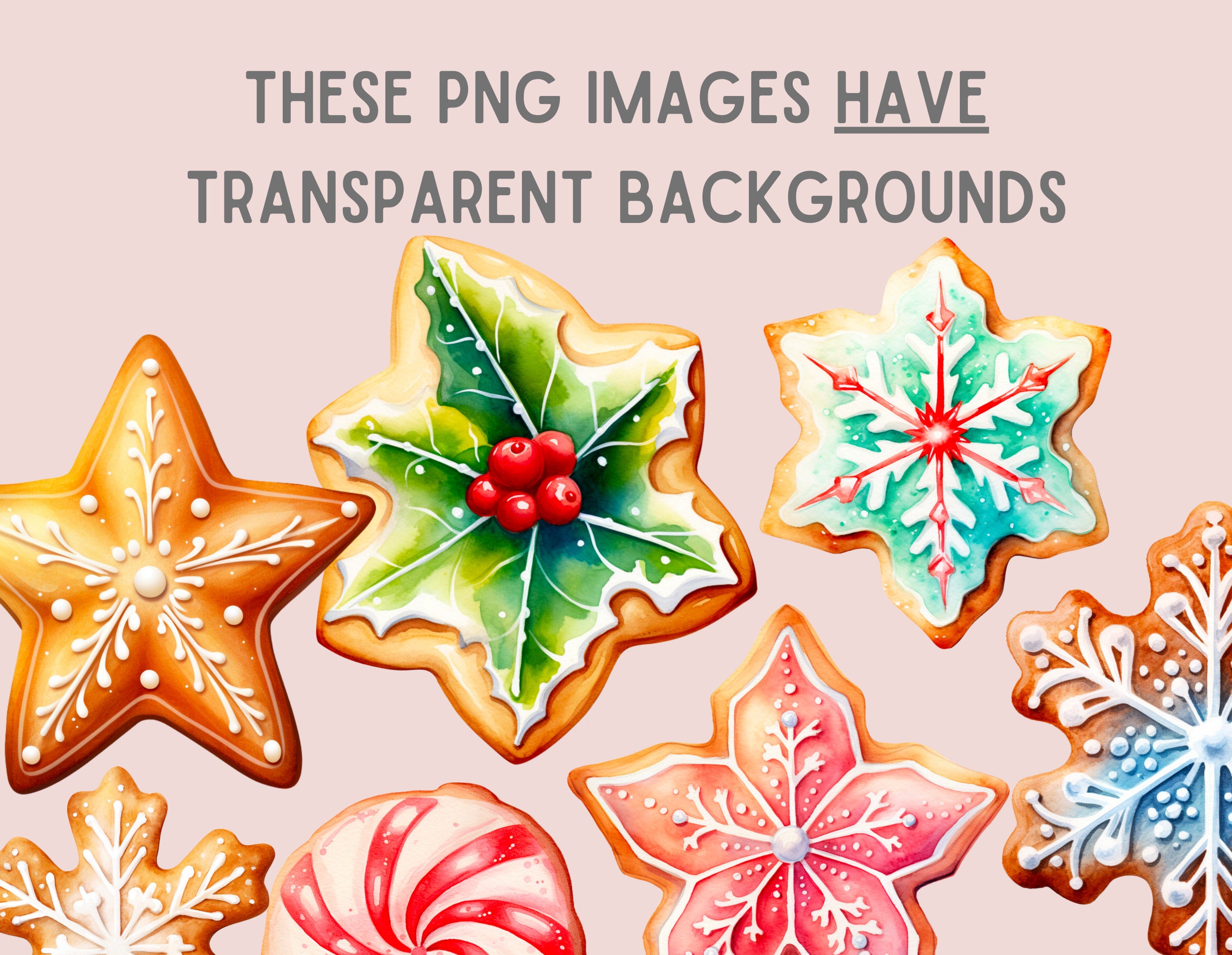 Watercolour Christmas Sugar Cookie Clipart Xmas Treats PNG Digital ...