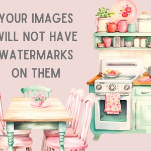 Watercolour Shabby Chic Kitchen Clipart Retro Baking PNG Digital Image ...