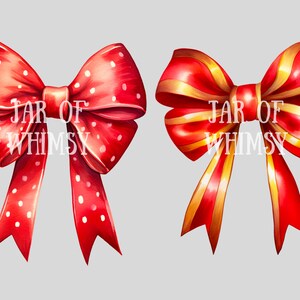 Watercolour Christmas Bow Clipart Xmas Holiday Bows PNG Digital Image ...