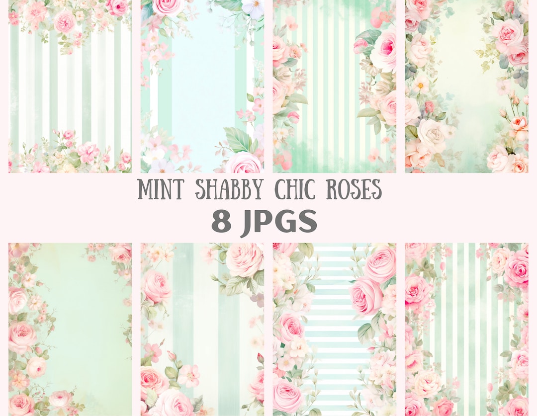 Watercolour Mint Shabby Chic Clipart Digital Paper JPG Digital Image ...