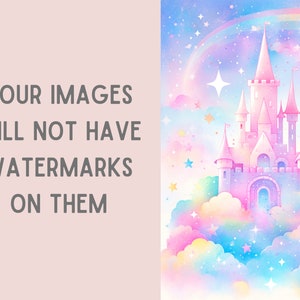 Watercolour Dreamy Pastel Castle Clipart Rainbow Digital Paper JPG ...