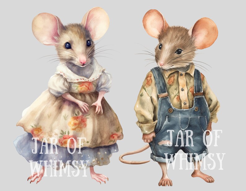 Watercolour Vintage Farm Mice Clipart Farm Mouse PNG Digital - Etsy