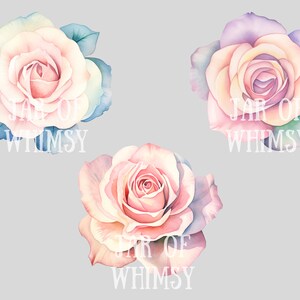 Watercolour Vintage Rose Clipart Pastel Flower Graphics PNG Digital ...