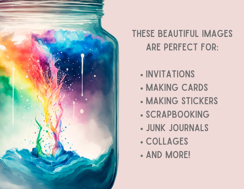 Watercolour Bright Rainbow Jars Clipart - Glass Jar PNG Digital Image ...
