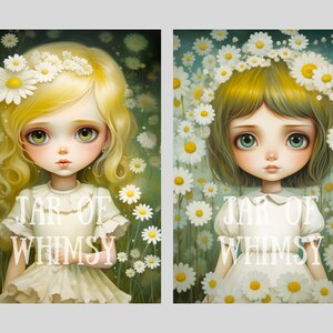Watercolour Whimsical Daisy Girl Clipart Big Eyed Girl Art JPG Digital ...
