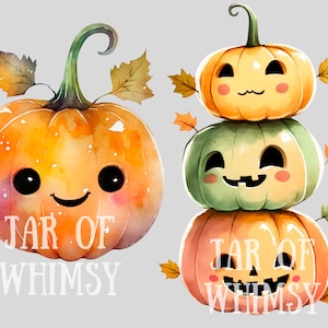 Watercolour Halloween Pumpkin Clipart Jack O Lantern PNG Digital Image ...