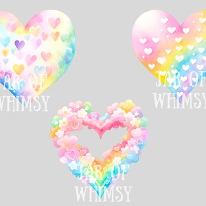 Watercolour Cute Rainbow Heart Clipart Cute Valentines Day PNG Digital ...