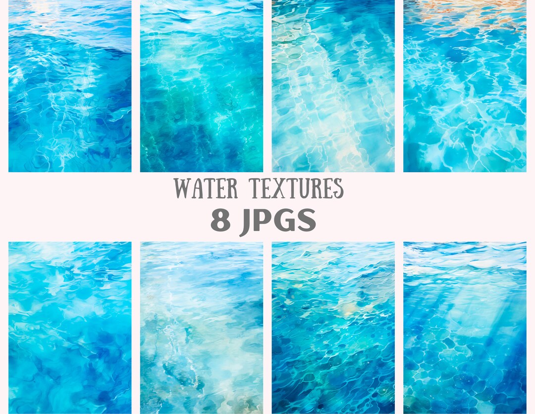 Watercolour Water Textures Clipart Under the Sea Pool Party JPG Digital ...
