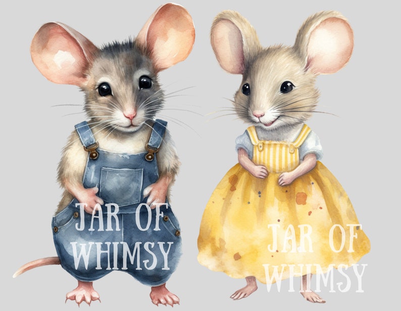 Watercolour Vintage Farm Mice Clipart Farm Mouse PNG Digital - Etsy