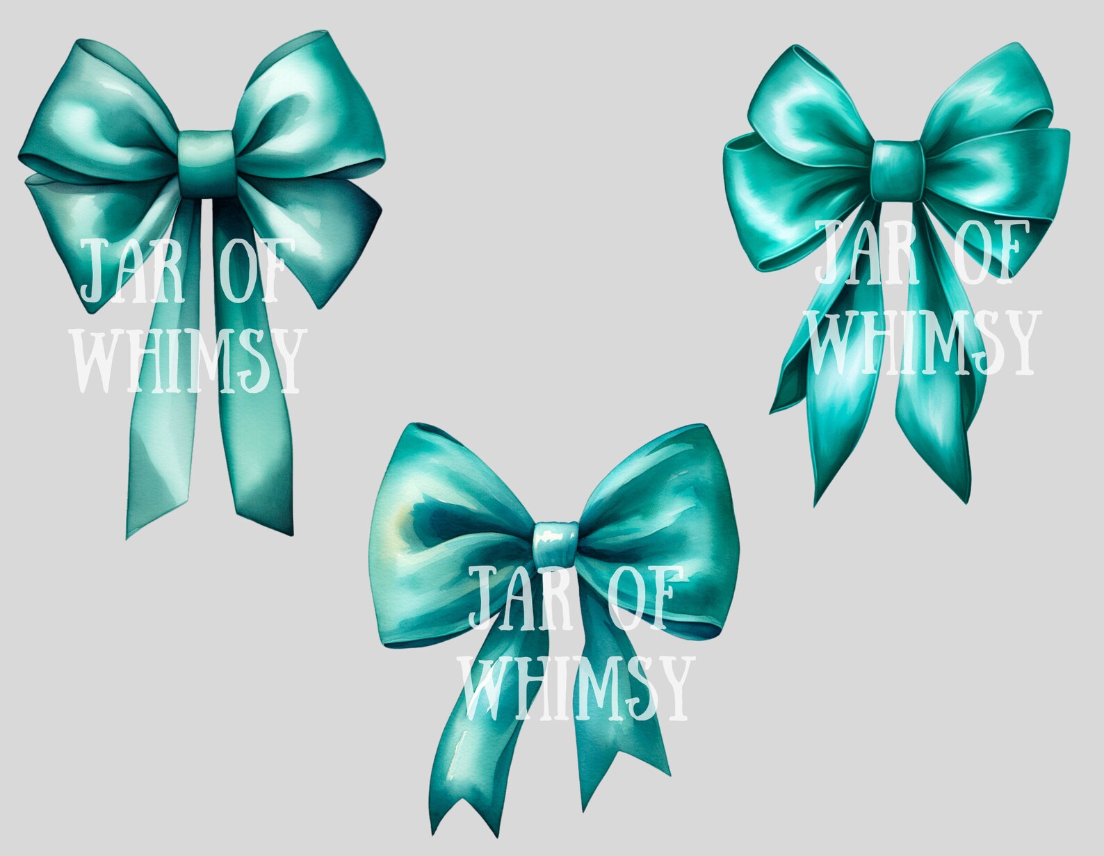 Watercolour Teal Bow Clipart Aqua Ocean Blue Bow PNG Digital Image ...