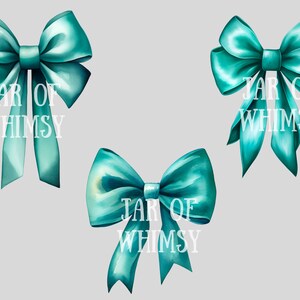 Watercolour Teal Bow Clipart Aqua Ocean Blue Bow PNG Digital Image ...