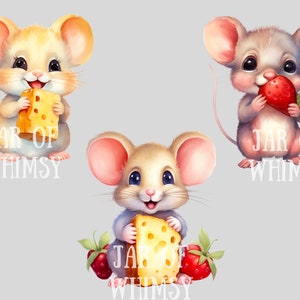 Watercolour Mouse and Cheese Clipart Cheese and Wine PNG Digital Image ...