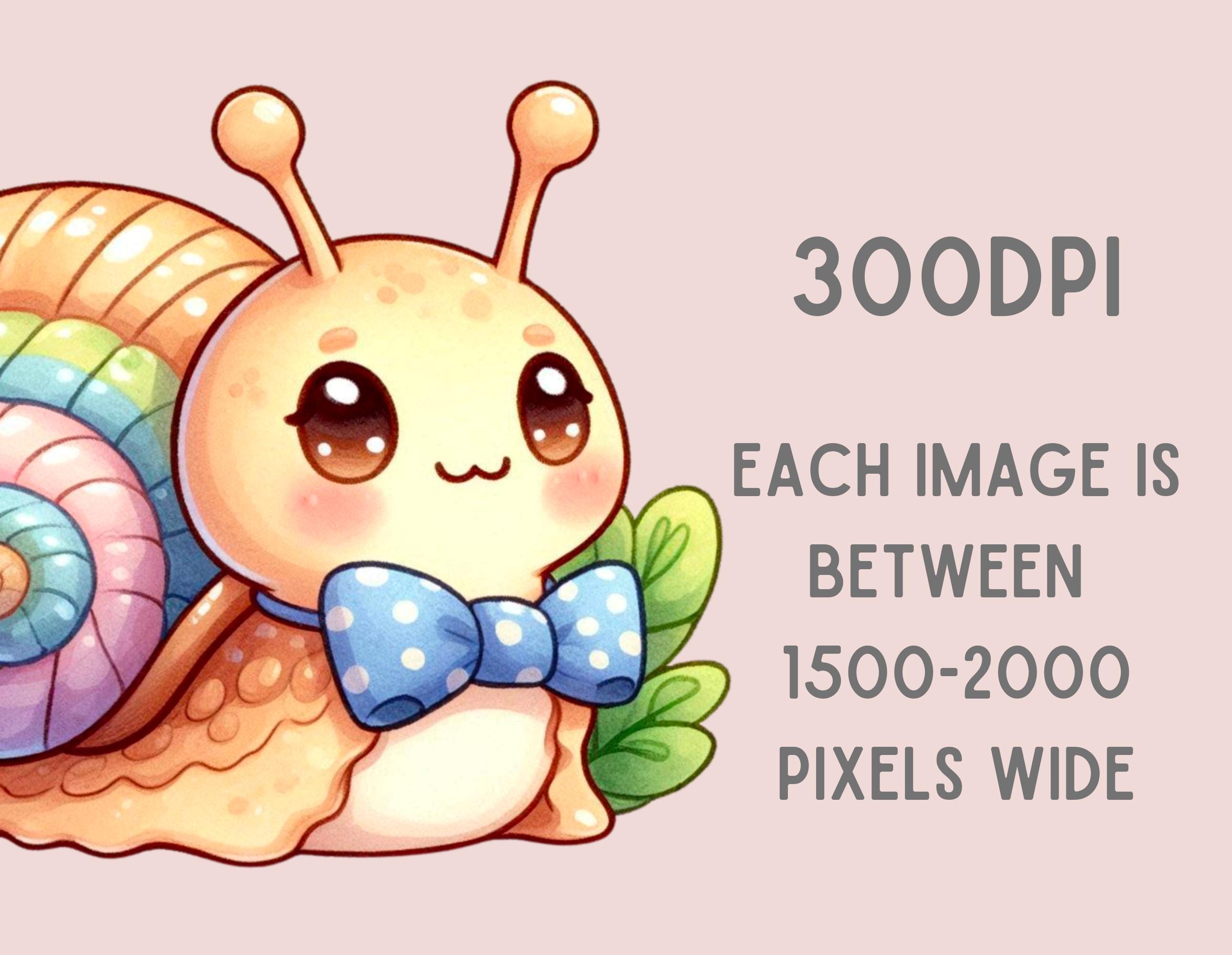 Watercolour Kawaii Snail Clipart Chibi Snail Mail PNG Digital Image ...