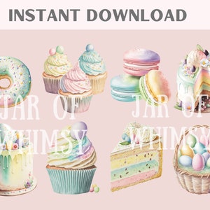 Watercolour Pastel Easter Treats Clipart - Easter Eggs PNG Digital ...