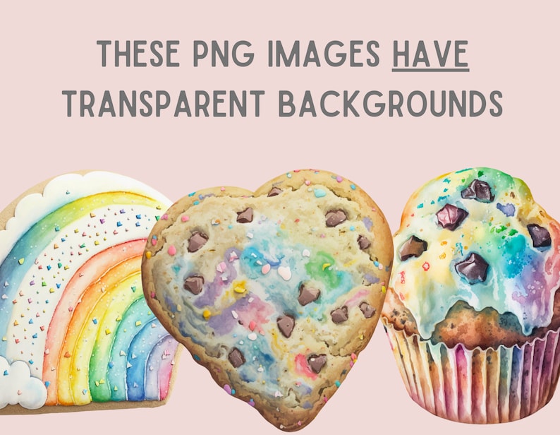 Watercolour Rainbow Baking Clipart Cookies Cupcakes PNG - Etsy