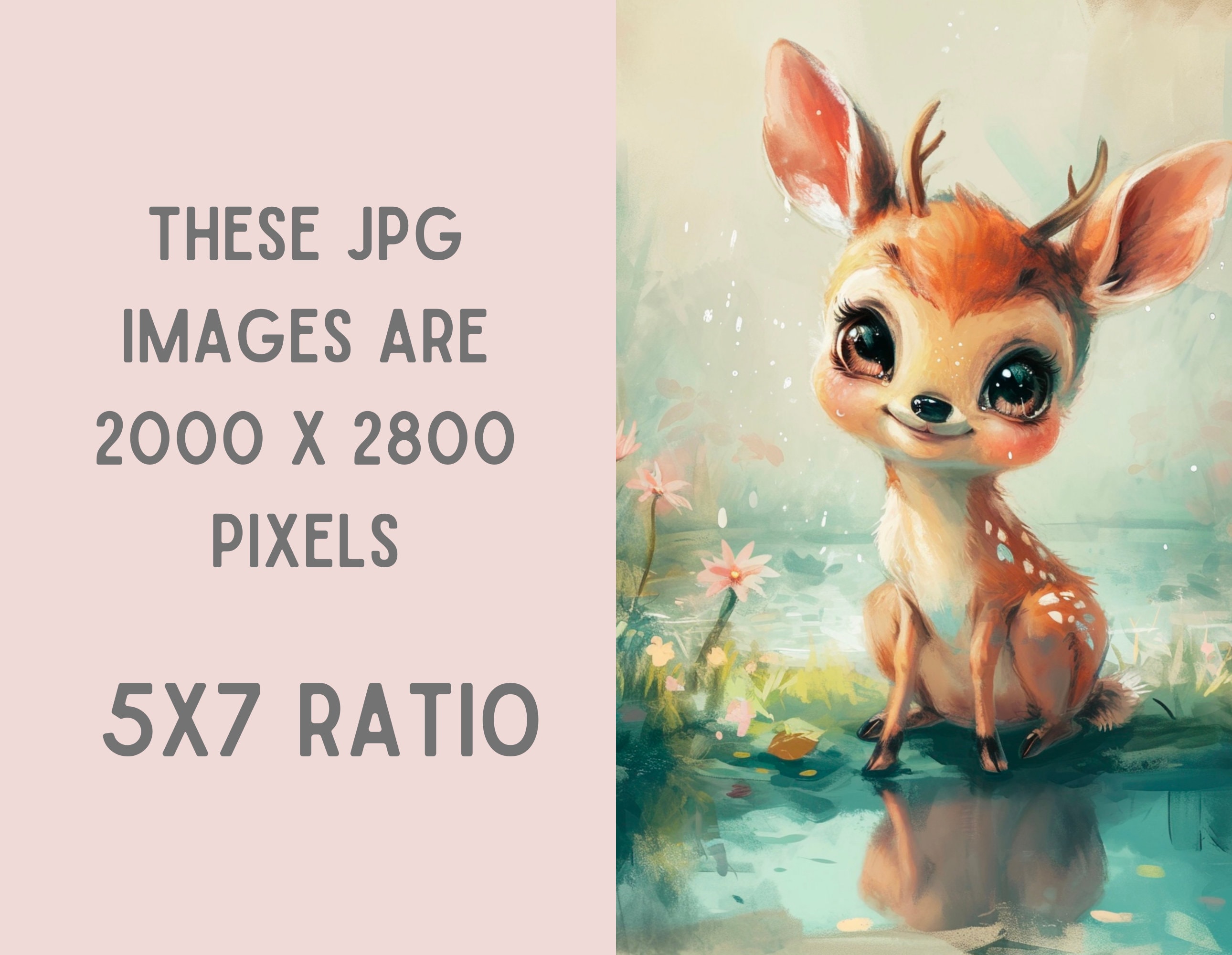 Watercolour Spring Deer Clipart Easter Baby Fawn JPG Digital Image ...