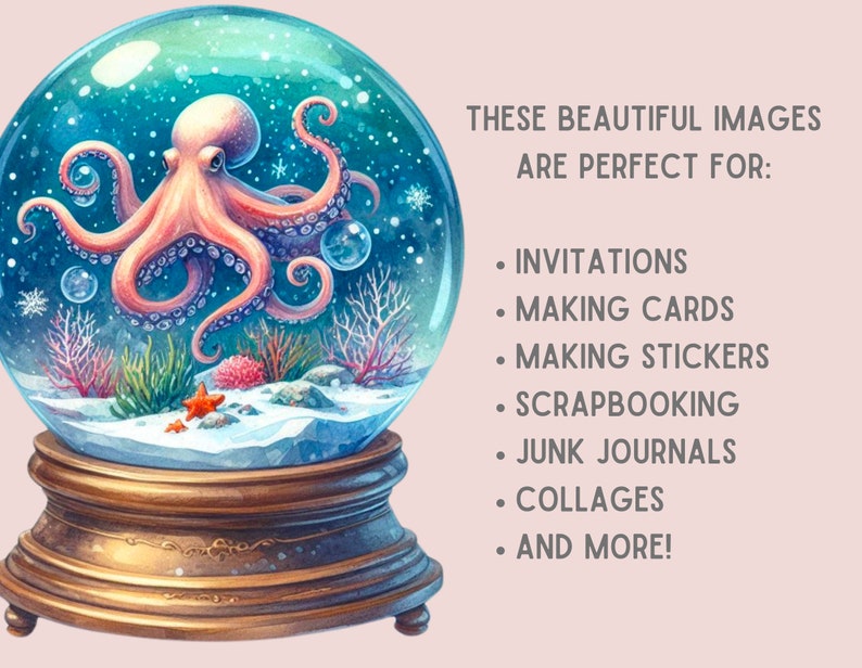 Watercolour Under the Sea Snow Globe Clipart Snowdome PNG Digital Image ...