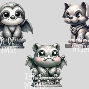 Watercolour Gargoyle Clipart Cute Gargoyle Animal Statue PNG Digital ...