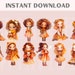 Watercolour Kawaii Autumn Girl Clipart Cute Chibi Fall Girl PNG Digital ...