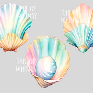 Watercolour Rainbow Seashell Clipart Beach Shells PNG Digital Image ...