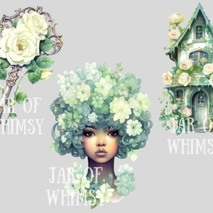 Watercolour Nature Pixie Clipart Green Earth Fairy PNG Digital Image ...