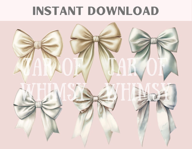 Watercolour Wedding Bows Clipart Ivory White Satin Bow PNG - Etsy