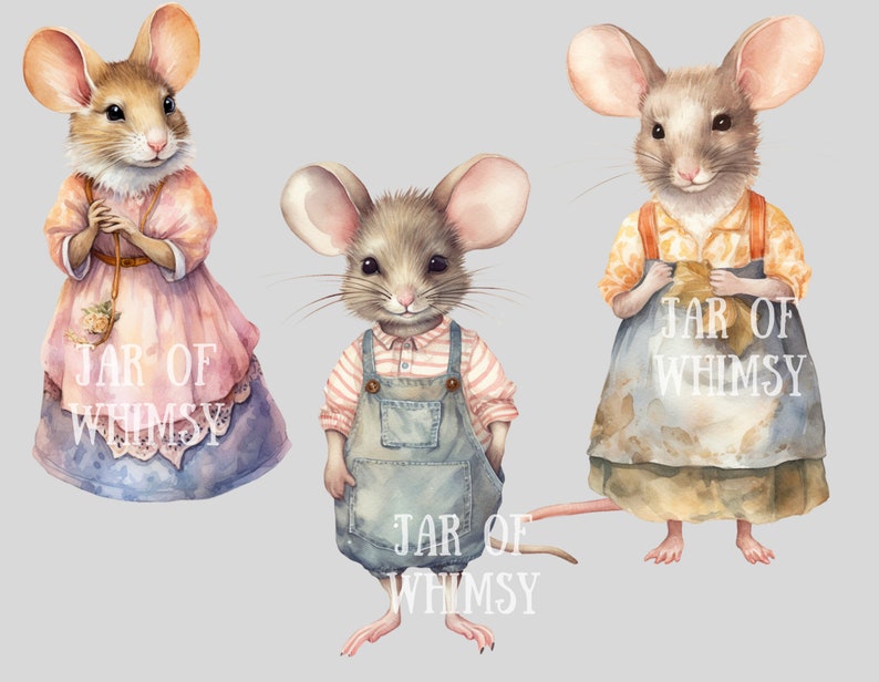 Watercolour Vintage Farm Mice Clipart Farm Mouse PNG Digital - Etsy