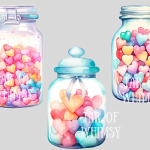 Watercolour Rainbow Candy Jar Clipart Pastel Lolly Jar PNG Digital ...