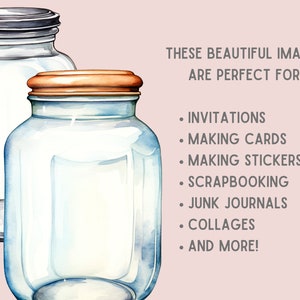 Watercolour Empty Jar Clipart Glass Jars With Lids PNG Digital Image ...